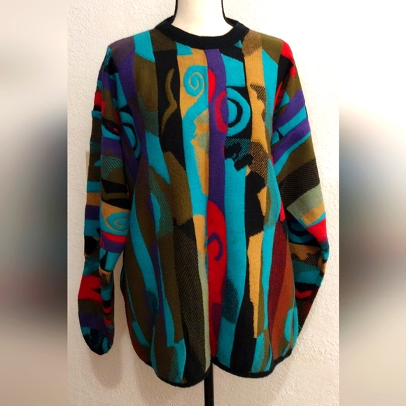 City Streets | Sweaters | Vintage 8s 90s City Streets Abstract Colorful ...